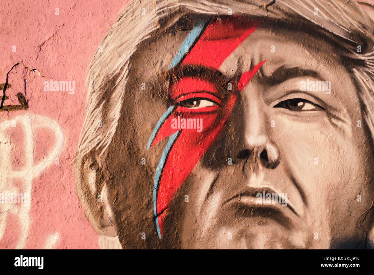 Germany, Berlin, 14. 05. 2020, Mauerpark, graffiti wall, head Donald ...