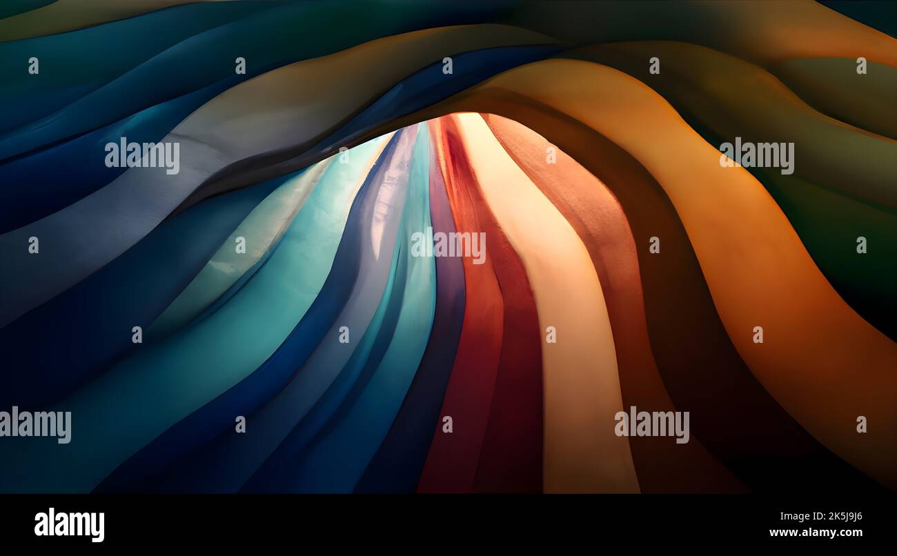 An abstract background illustration of colorful rainbow lines for ...