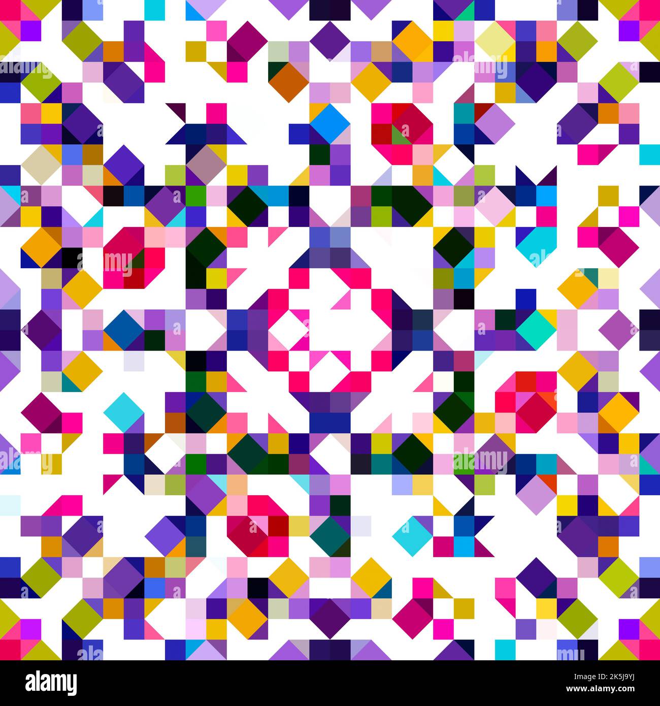 Retro geometric pixel pattern. Playful fun kaleidoscopic pink wallpaper ...