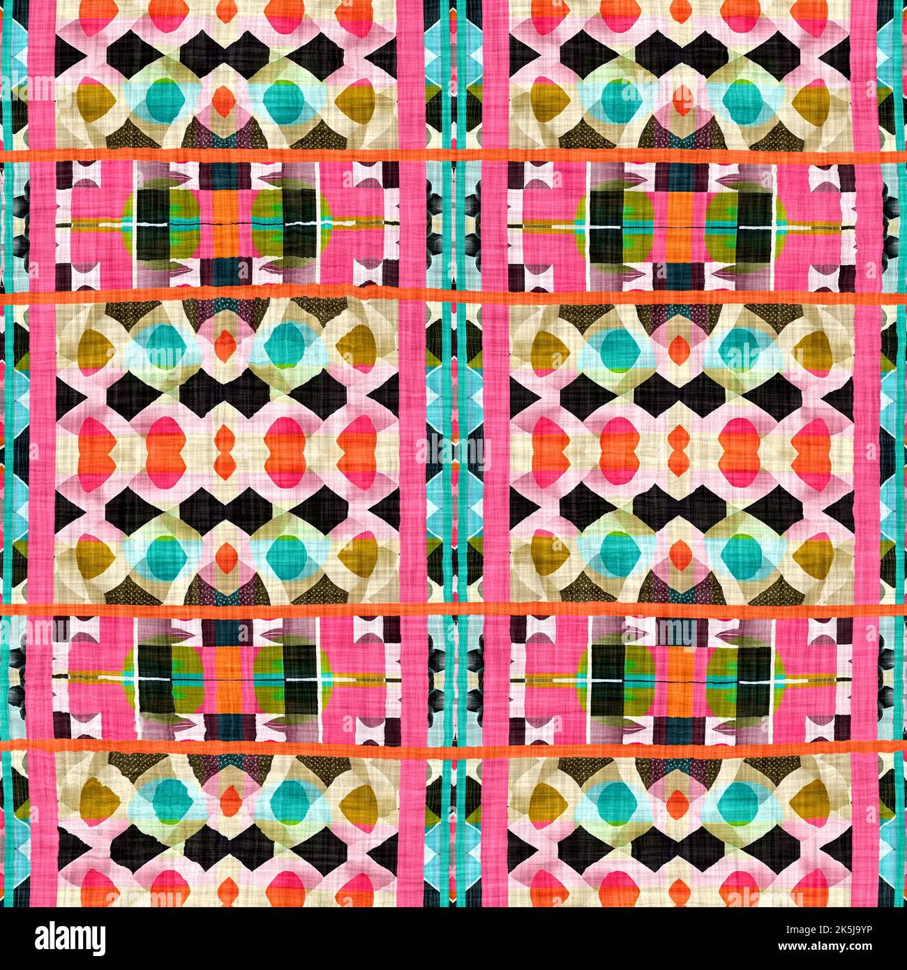 Kitsch pattern geometric retro design in seamless background. Trendy ...