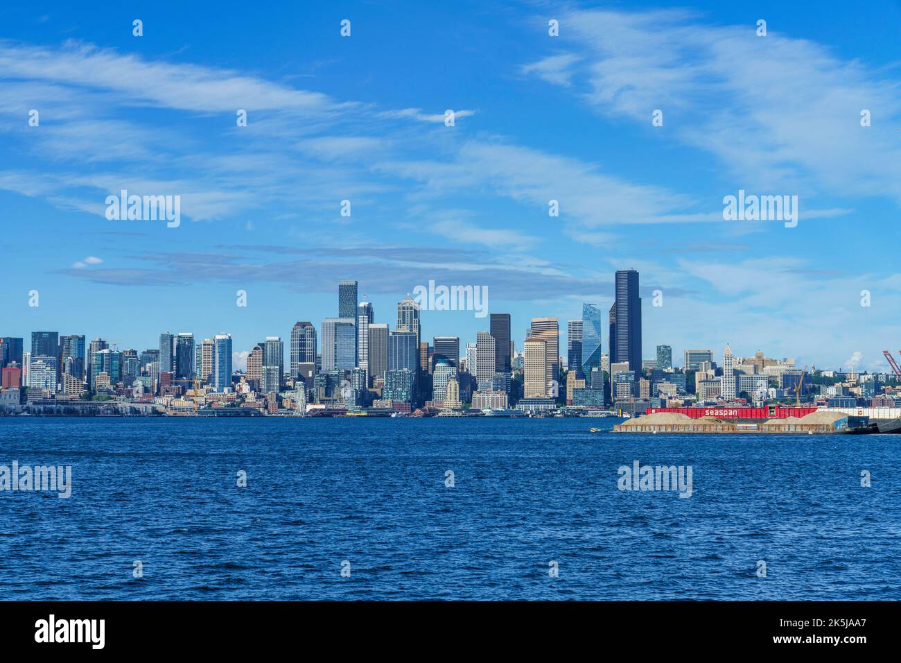The downtown Seattle waterfront seen from across its harbor Stock Photo ...