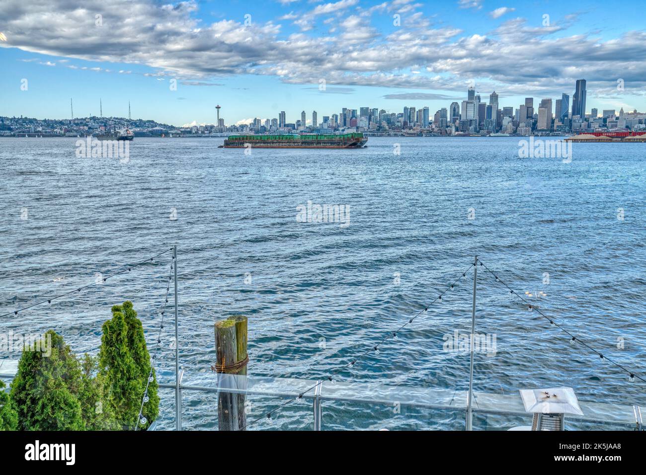 The downtown Seattle waterfront seen from across its harbor Stock Photo ...