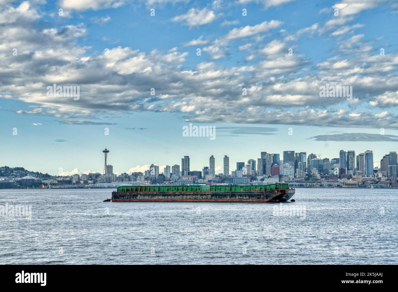 The downtown Seattle waterfront seen from across its harbor Stock Photo ...