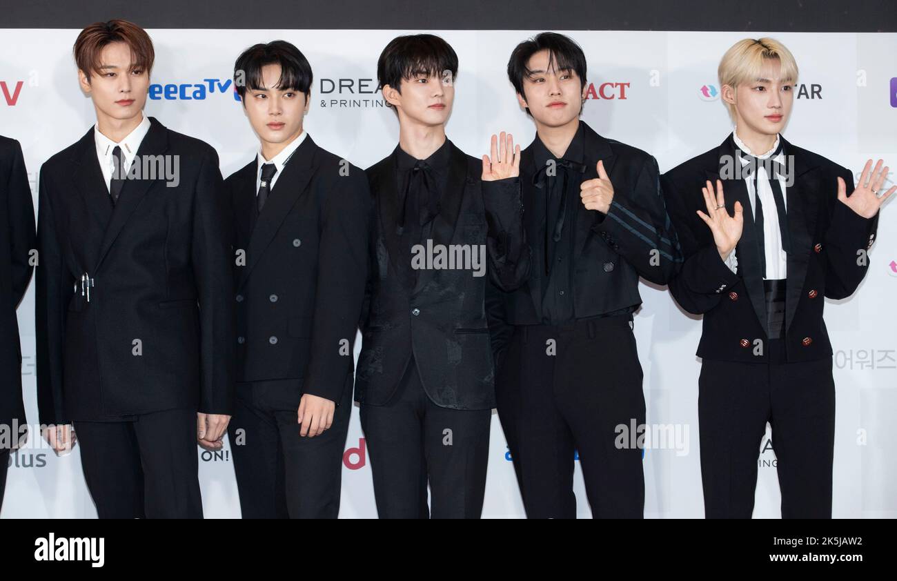 Seoul, South Korea. 8th Oct, 2022. South Korean-Japanese boy band The BOYZ, Kevin, Sangyeon ...