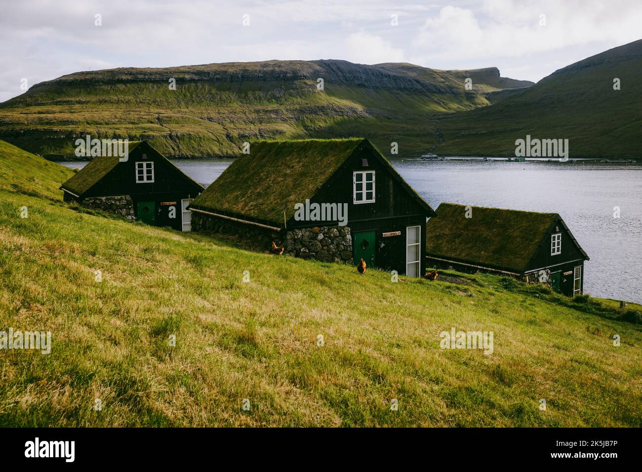 the Village of Bour on the island of Vagar in the Faroe Islands Stock ...