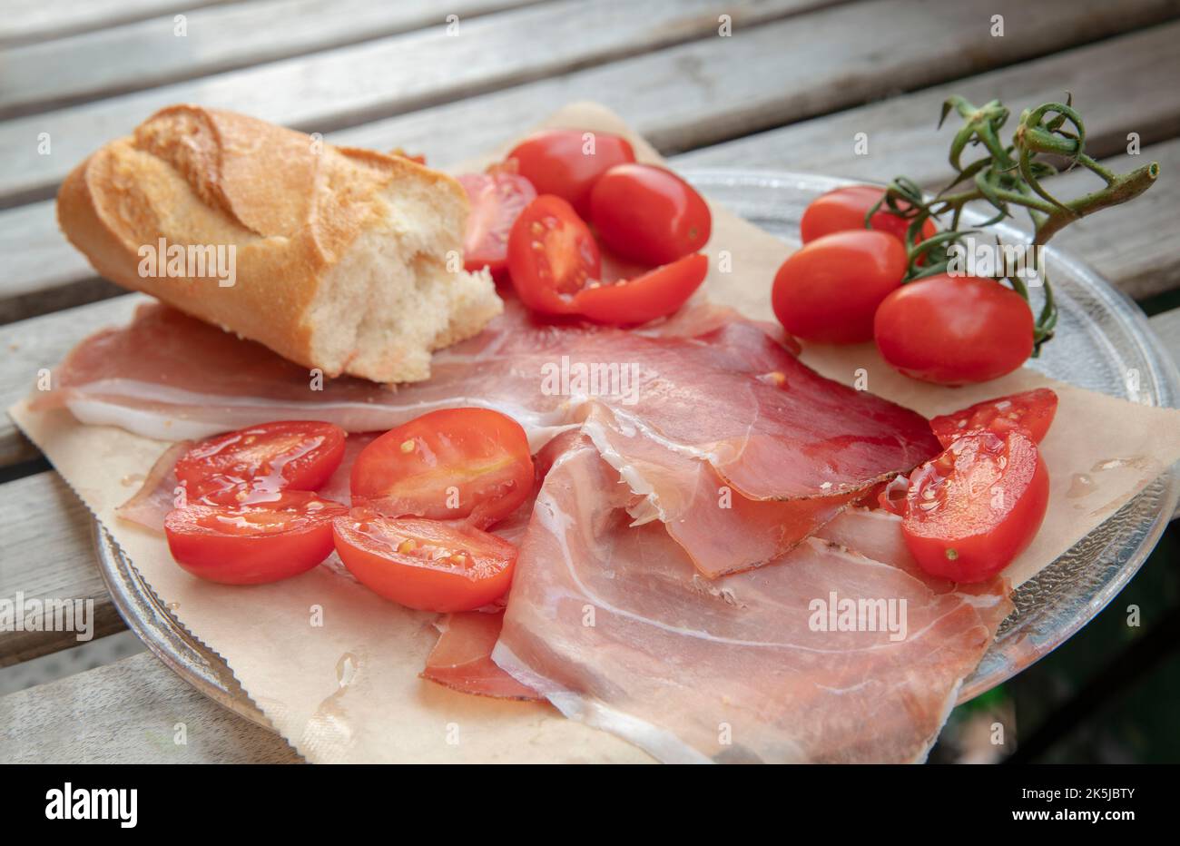 Lunch with the famous Prosciutto di Parma, a cured ham (prosciutto ...