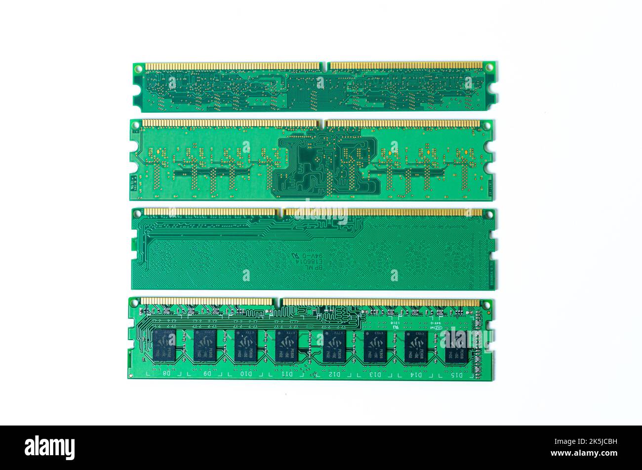 Computer Memory Card Close Up Memory Socket On Board Computer Server Ram On White Background