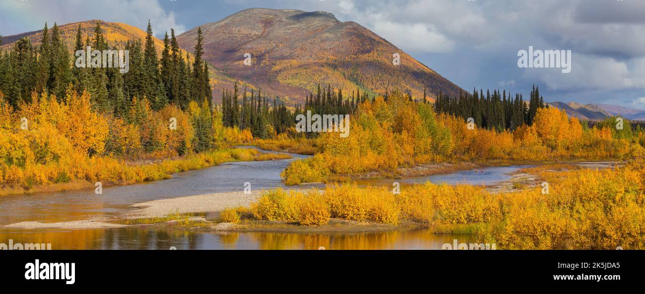 Tundra landscapes above Arctic circle in autumn season. Beautiful ...