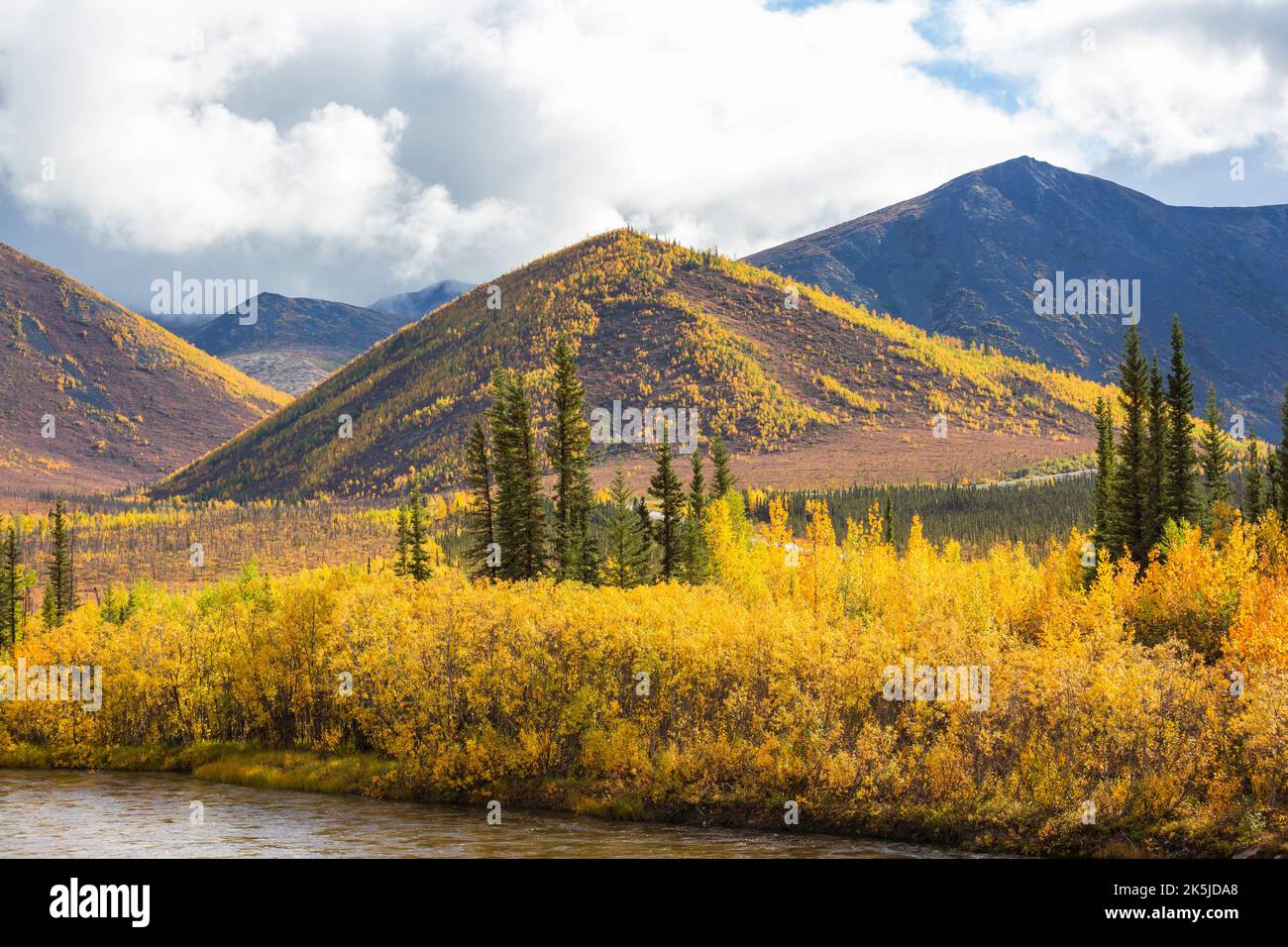 Tundra landscapes above Arctic circle in autumn season. Beautiful ...