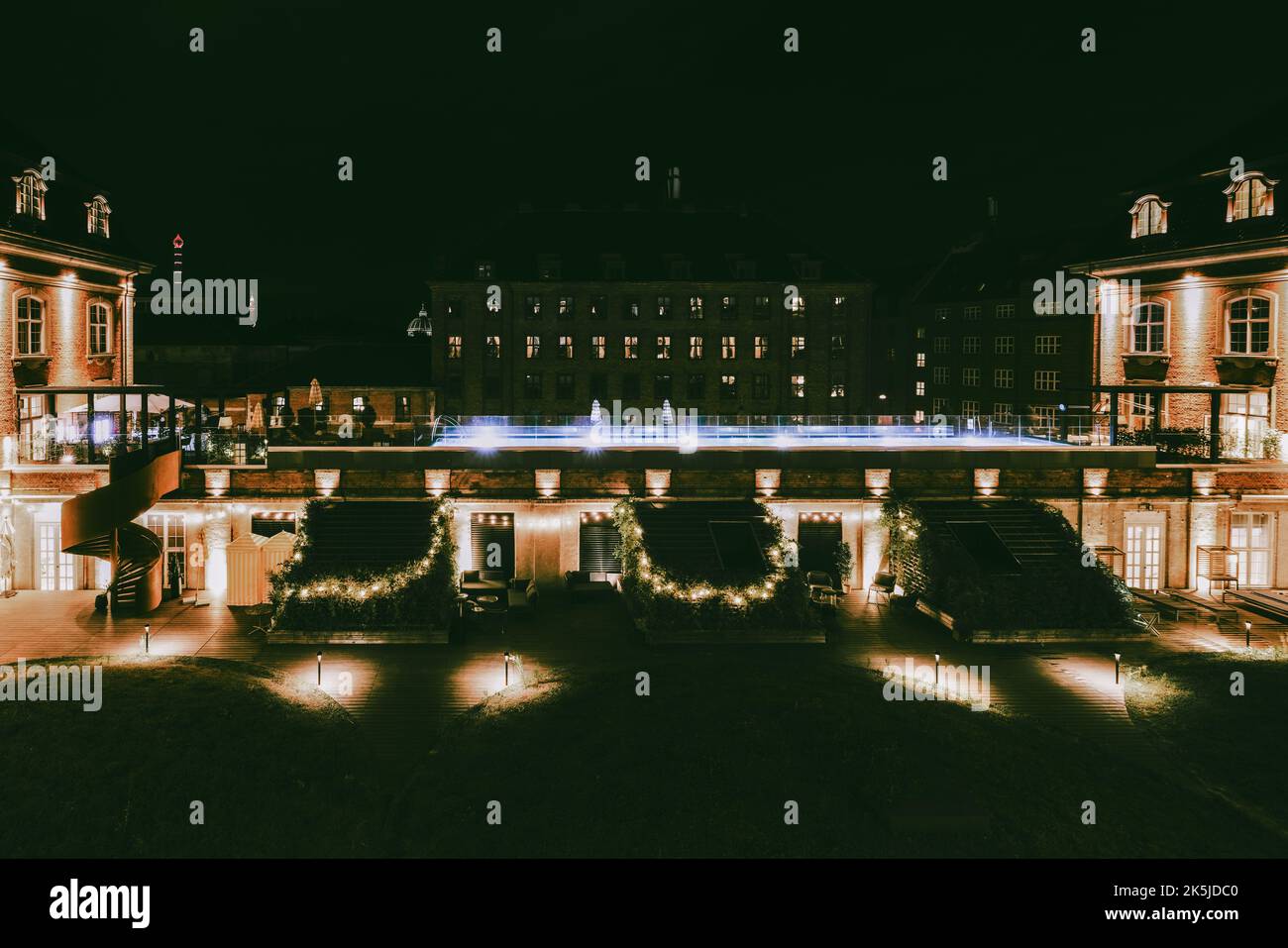 a beautiful view of Villa at night in Copenhagen, Denmark Stock Photo ...