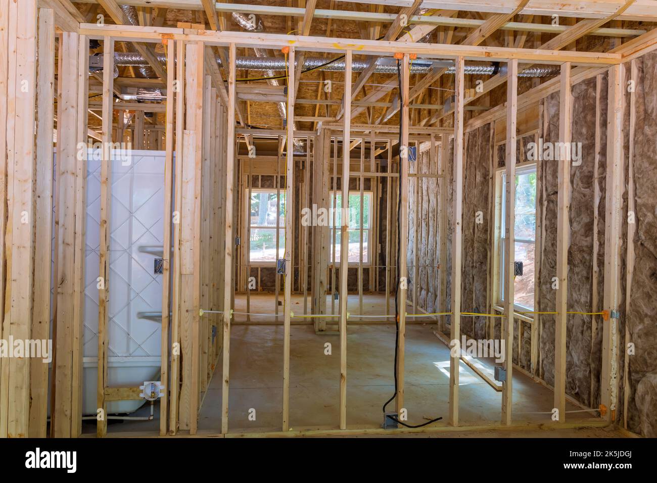 Under construction beam framing structure timber frame home on ...