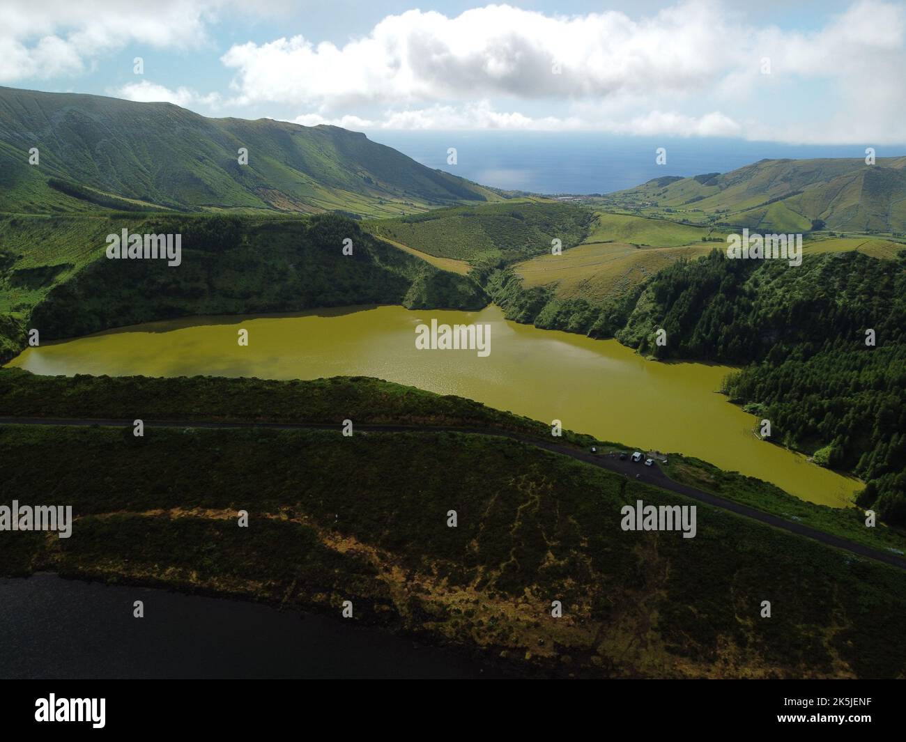 lakes, cliffs and mountain ranges of Azores Stock Photo - Alamy