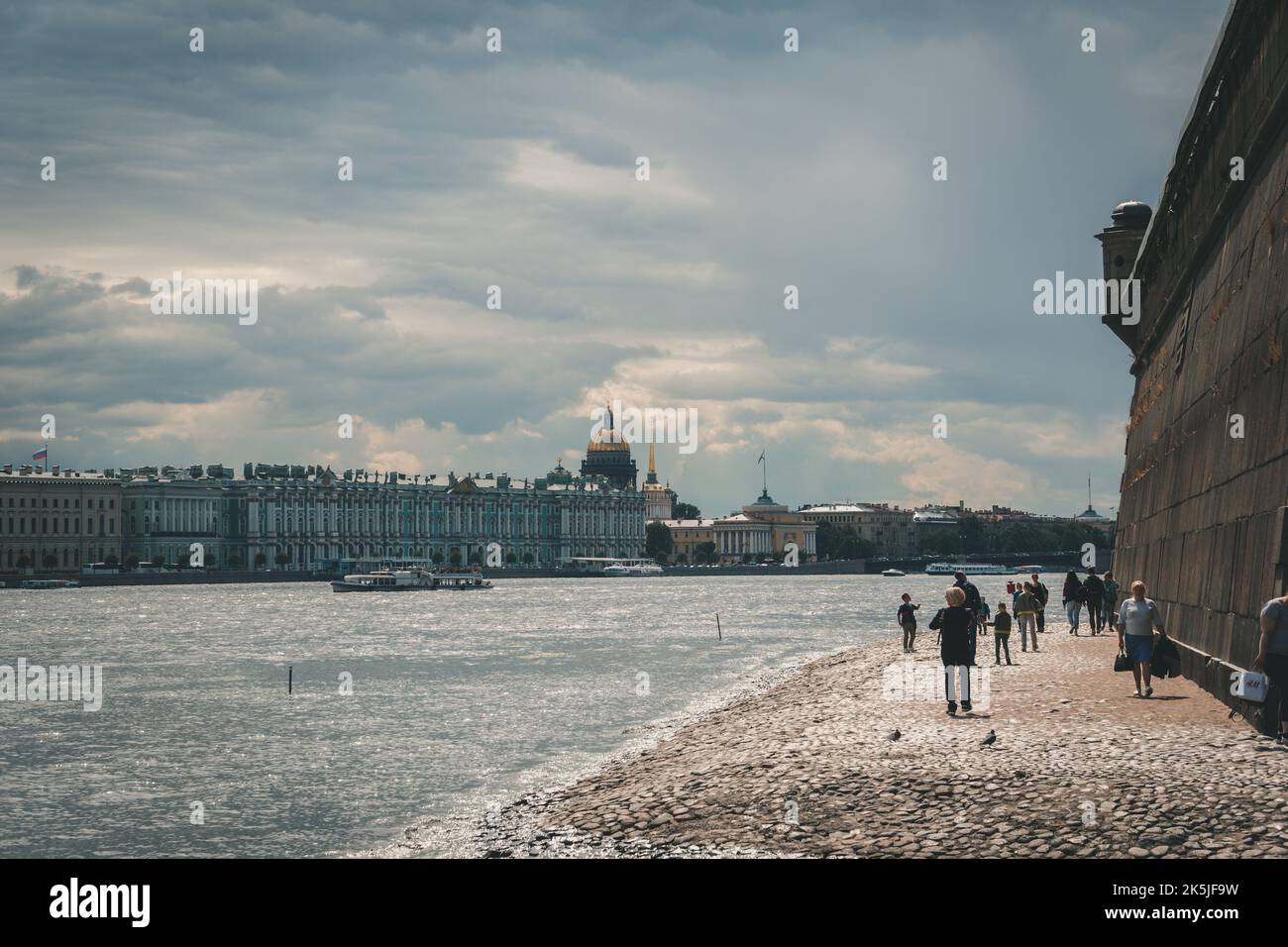 Palace Embankment along the Neva river, Saint Petersburg Stock Photo ...