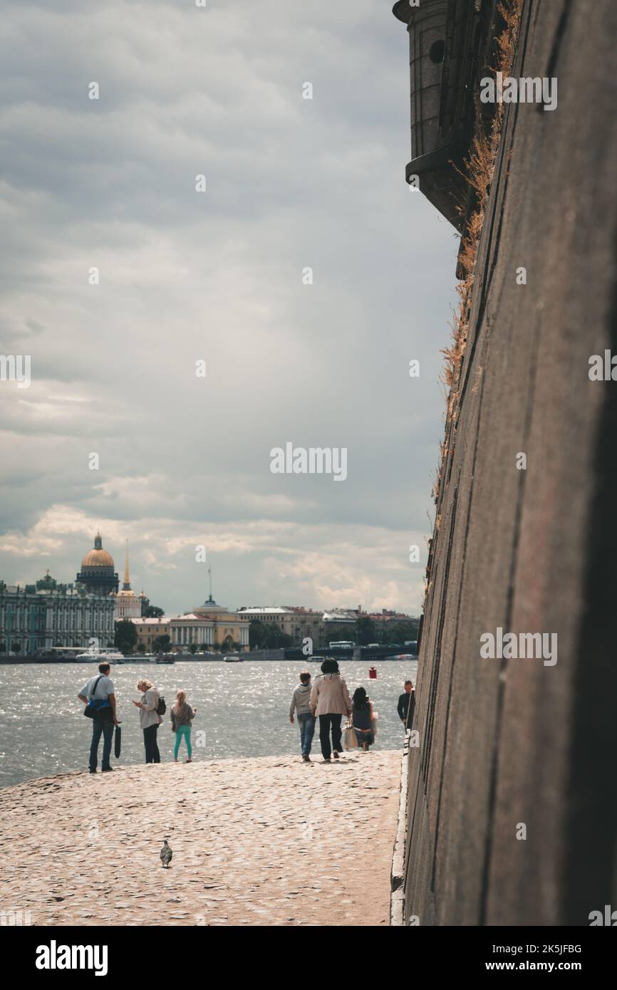 Palace Embankment along the Neva river, Saint Petersburg, Russia Stock ...