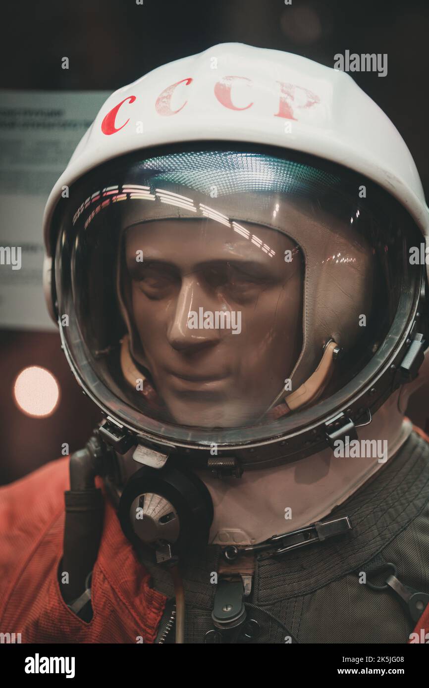 Cosmonaut space suit used in the Soviet Space Program, on display at ...