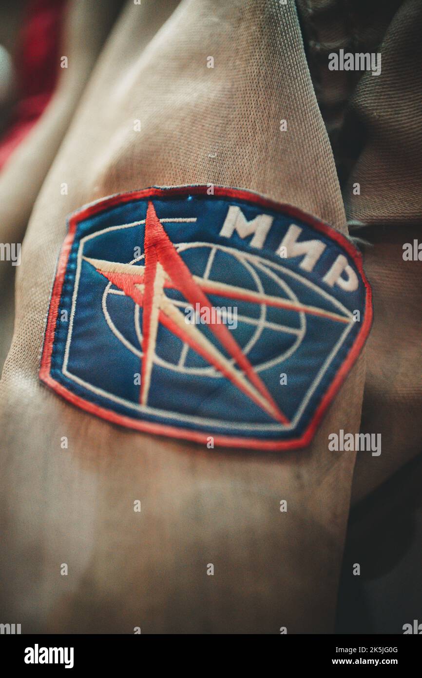 Cosmonaut space suit used in the Soviet Space Program, on display at ...