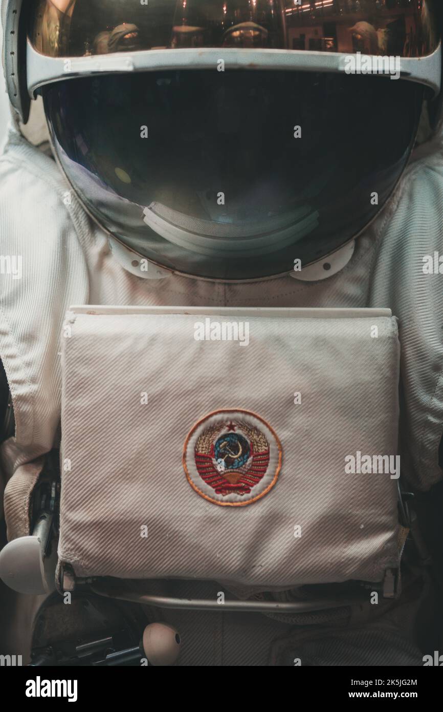 Cosmonaut space suit used in the Soviet Space Program, on display at ...