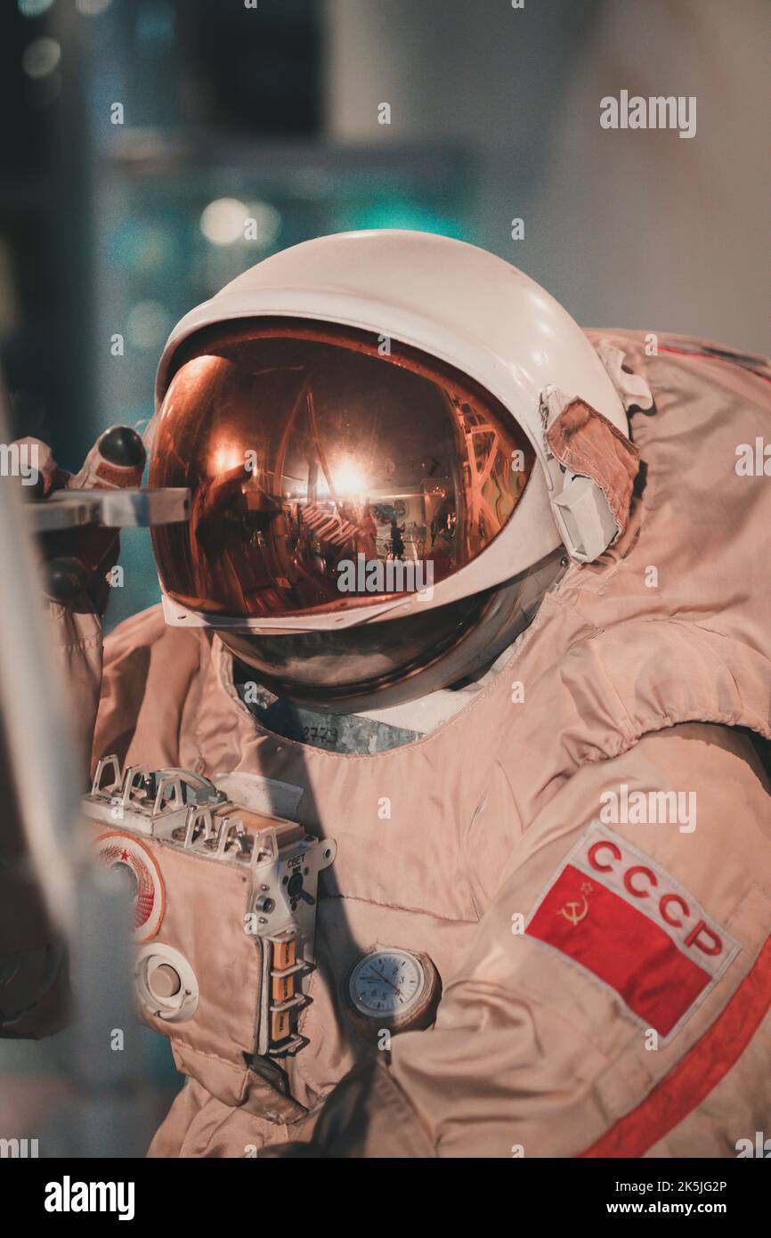 Cosmonaut space suit used in the Soviet Space Program, on display at ...