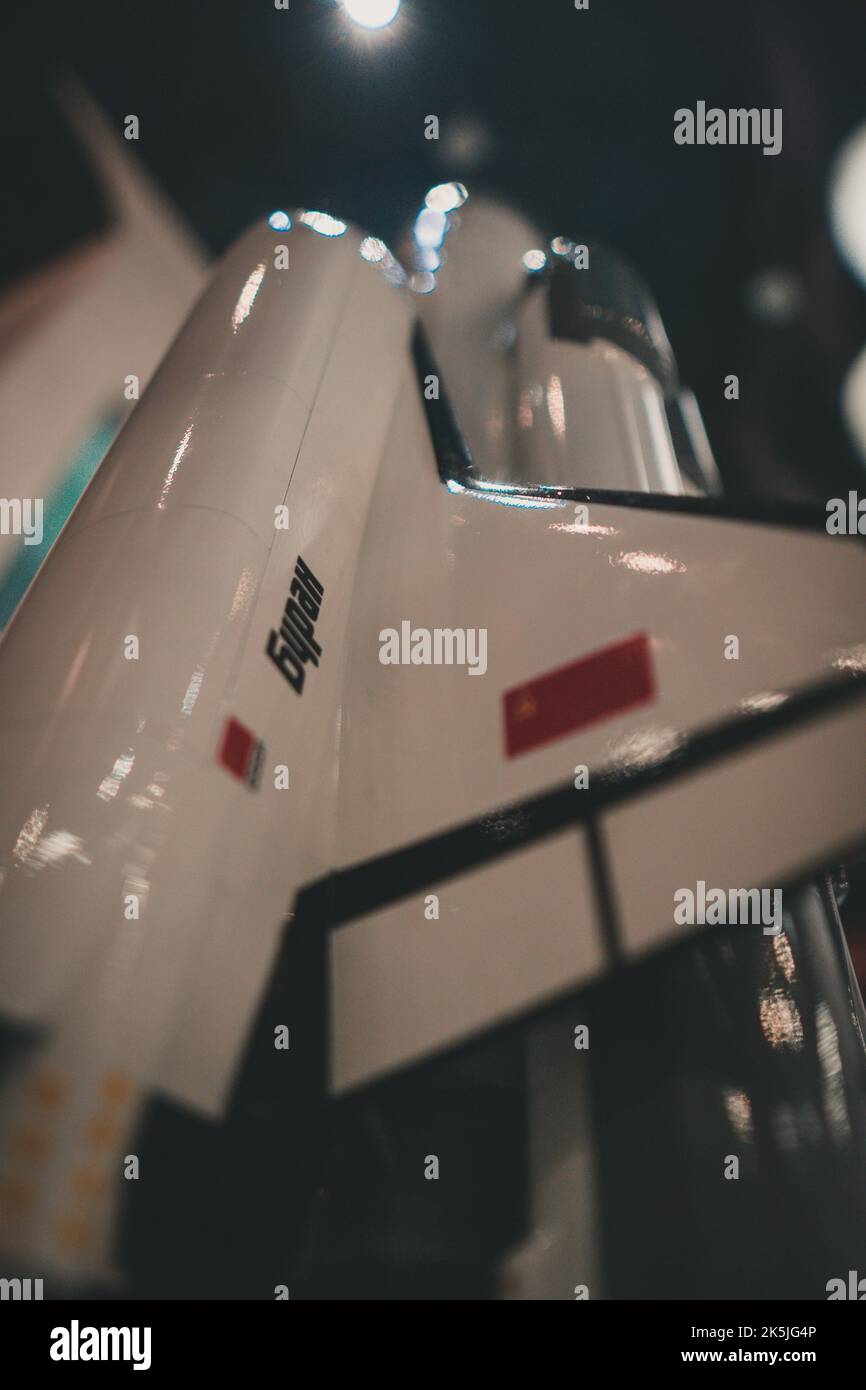 Buran space shuttle miniature on display at the Museum of Cosmonautics ...