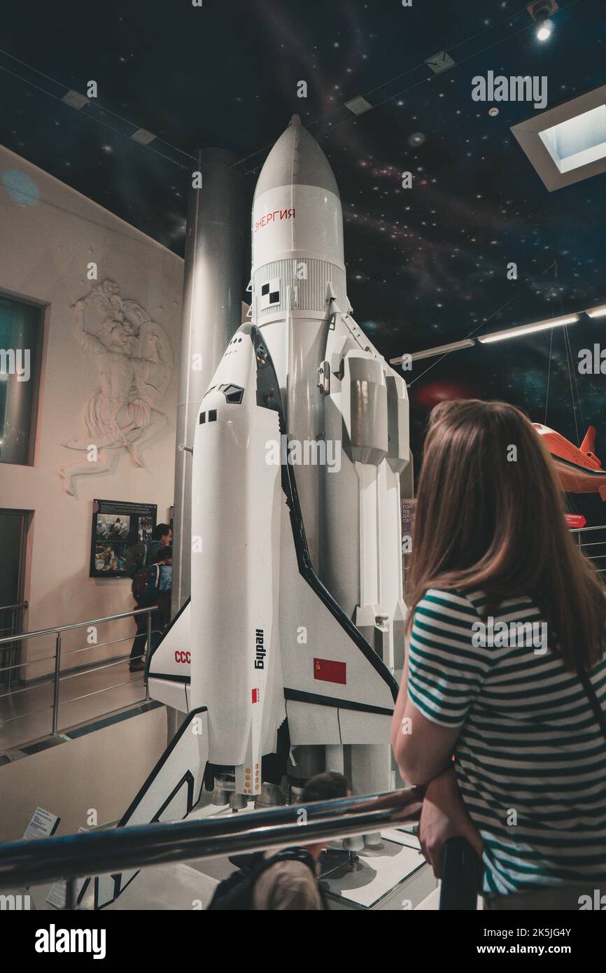 Buran space shuttle miniature on display at the Museum of Cosmonautics ...
