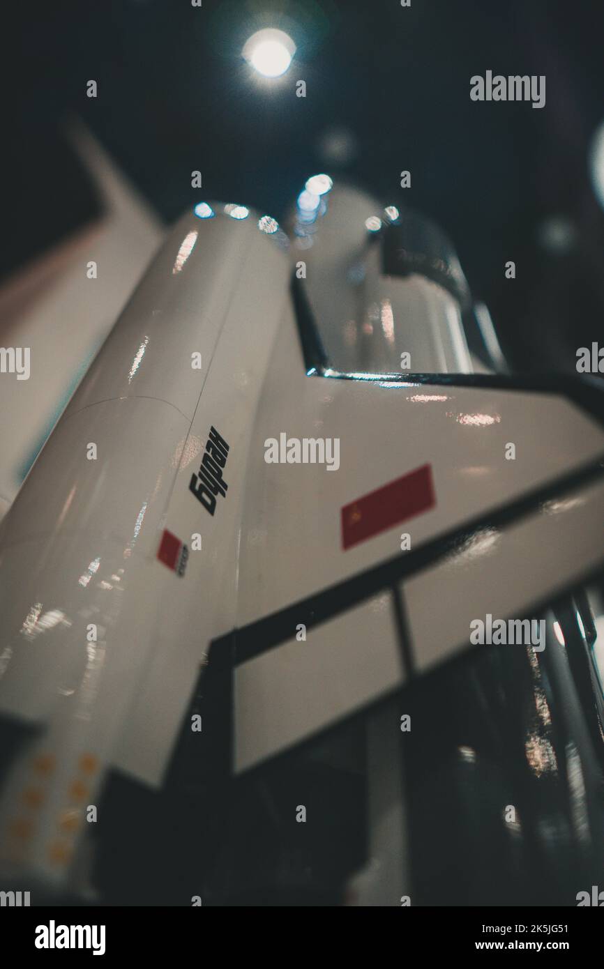 Buran space shuttle miniature on display at the Museum of Cosmonautics ...