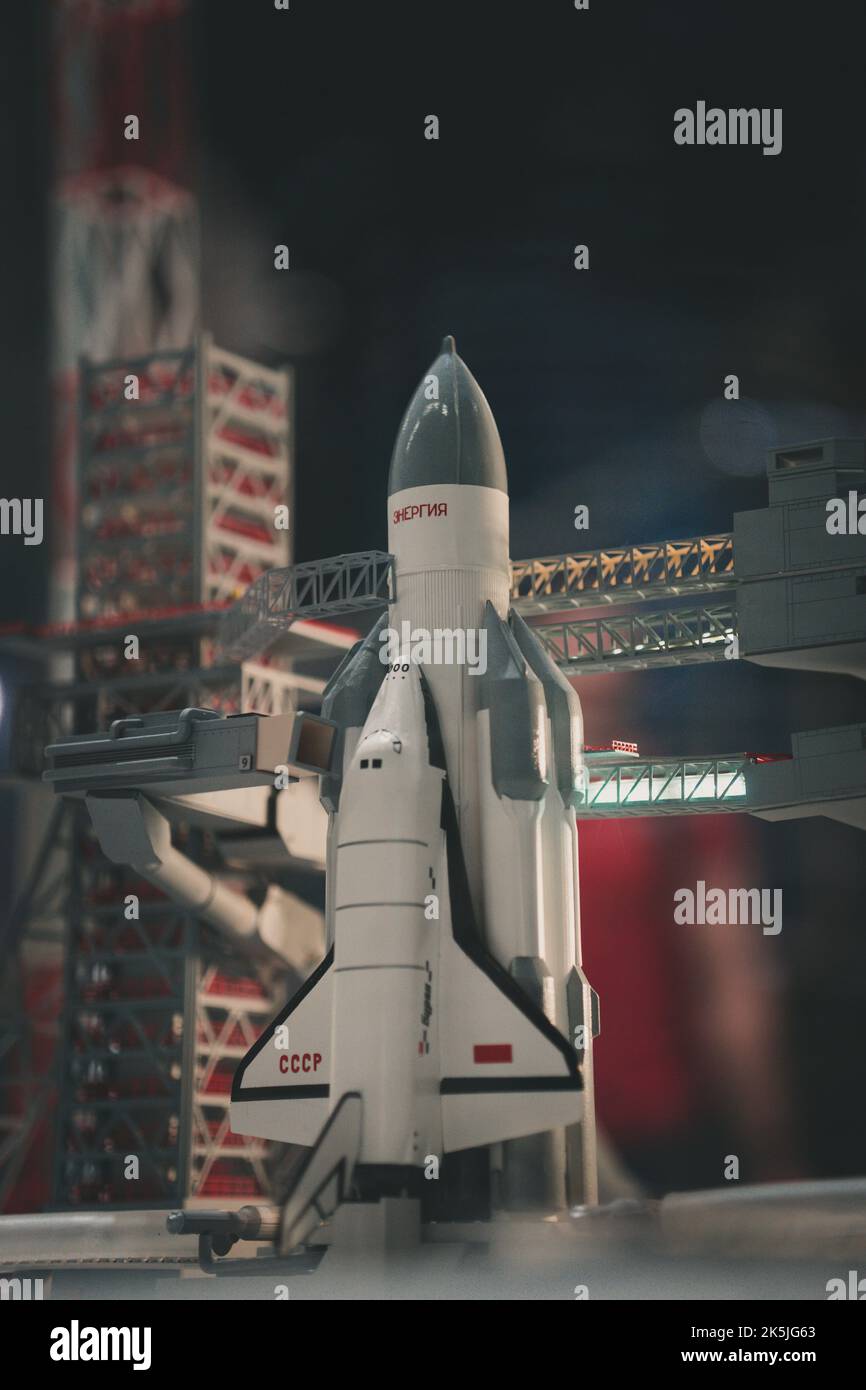 Buran space shuttle miniature on display at the Museum of Cosmonautics ...