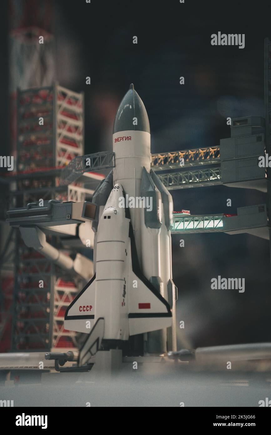 Buran space shuttle miniature on display at the Museum of Cosmonautics ...