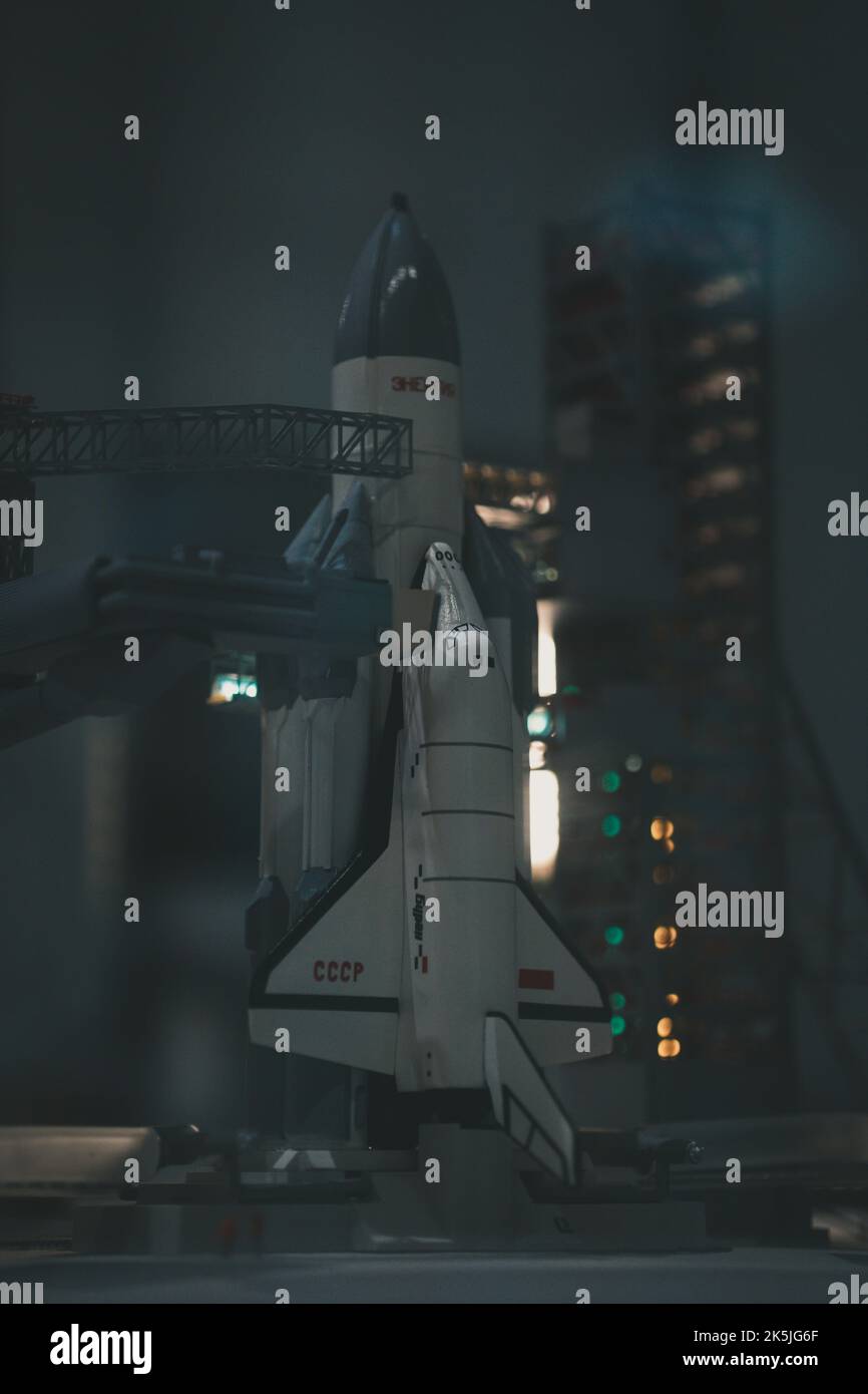 Buran space shuttle miniature on display at the Museum of Cosmonautics ...