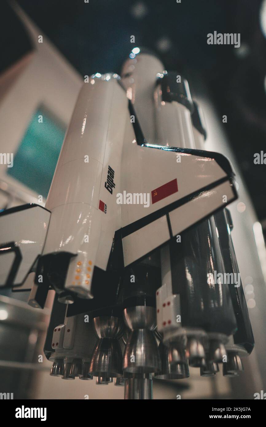 Buran space shuttle miniature on display at the Museum of Cosmonautics ...