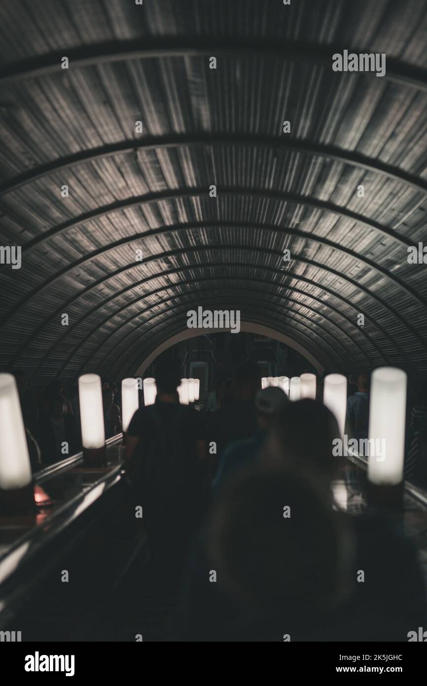 Dimly lit scene from the Moscow Metro, Russia Stock Photo - Alamy