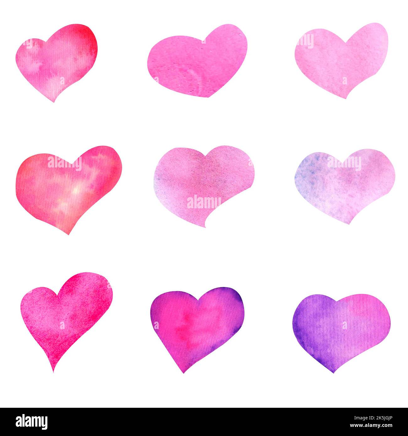 Watercolor painted red hearts, for your design Stock Photo - Alamy