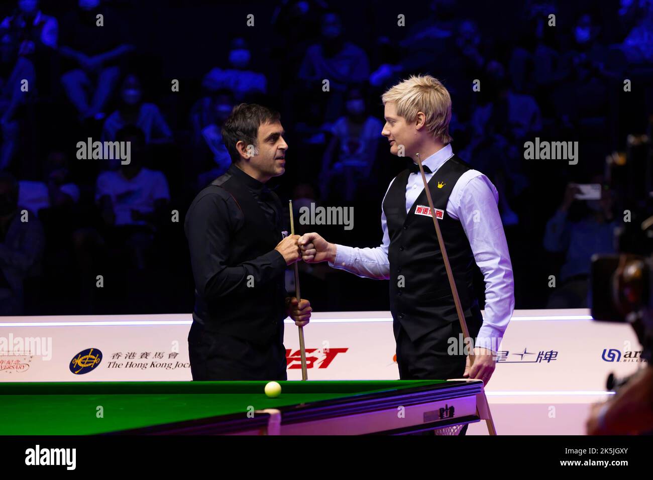 Ronnie OíSullivan and Neil Robertson seen during the semi-final match ...