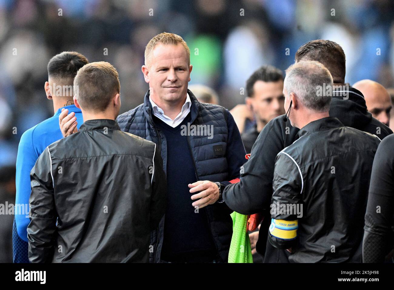 Genk's head coach Wouter Vrancken celebrates after winning a soccer ...