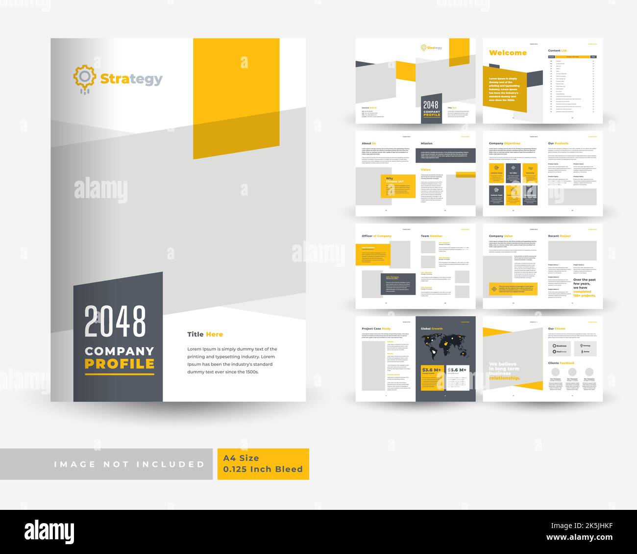 A gray and yellow template layout design for a company or business ...