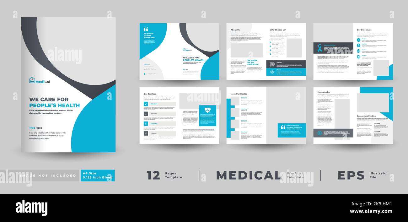 A template layout design for medical health care brochure with gray and ...