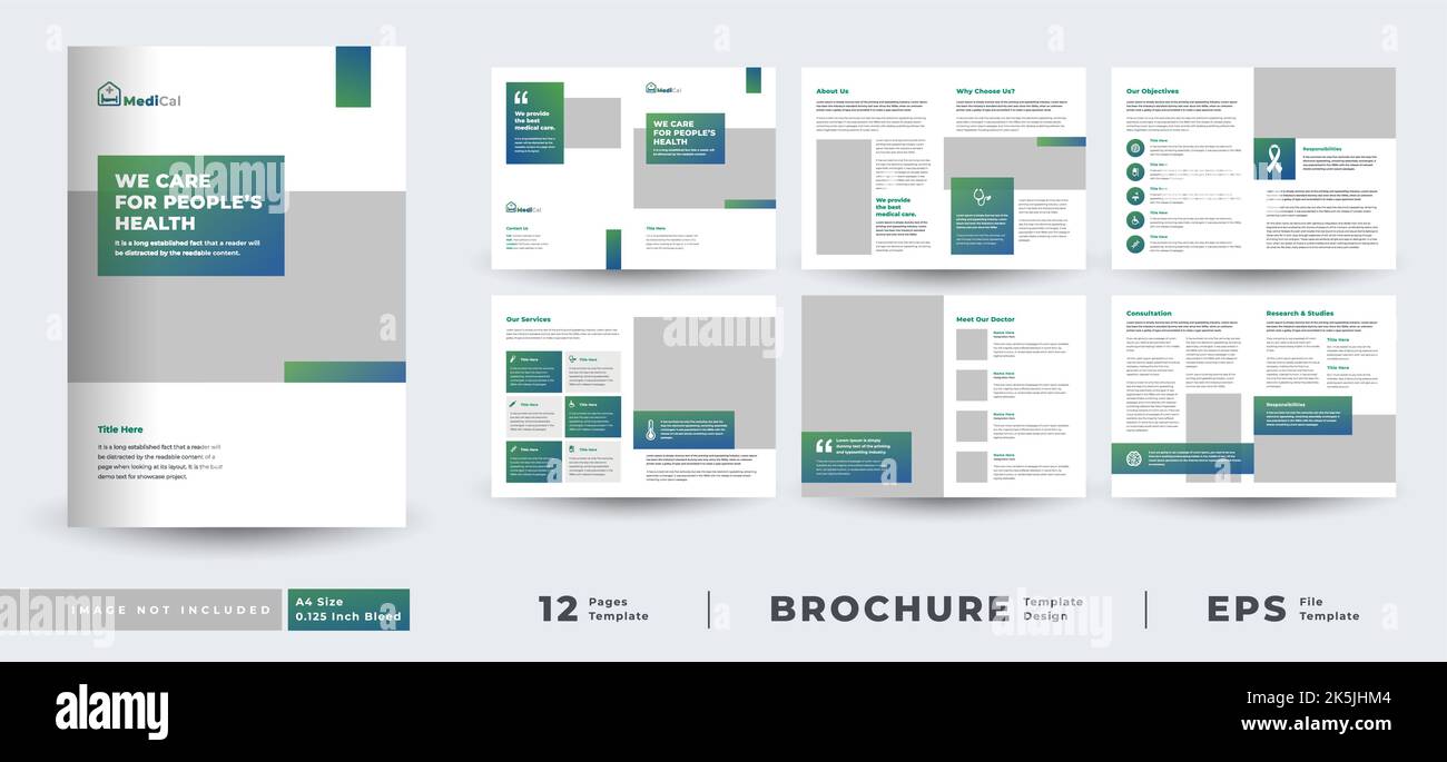 A template layout design for a Medical health care brochure with green ...