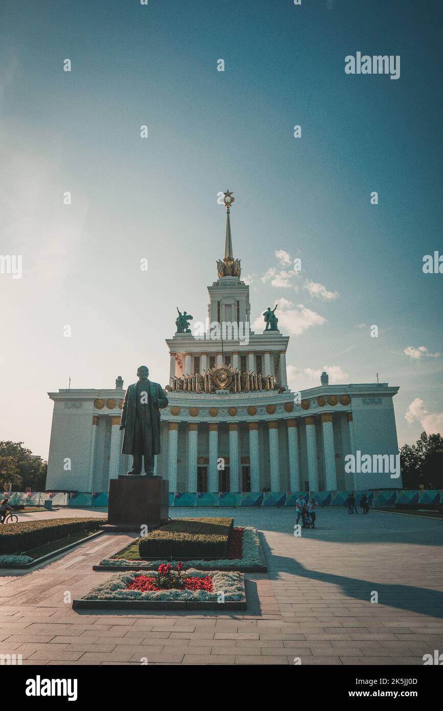 The main pavilion and statue of Lenin at the all Russia Exhibition ...