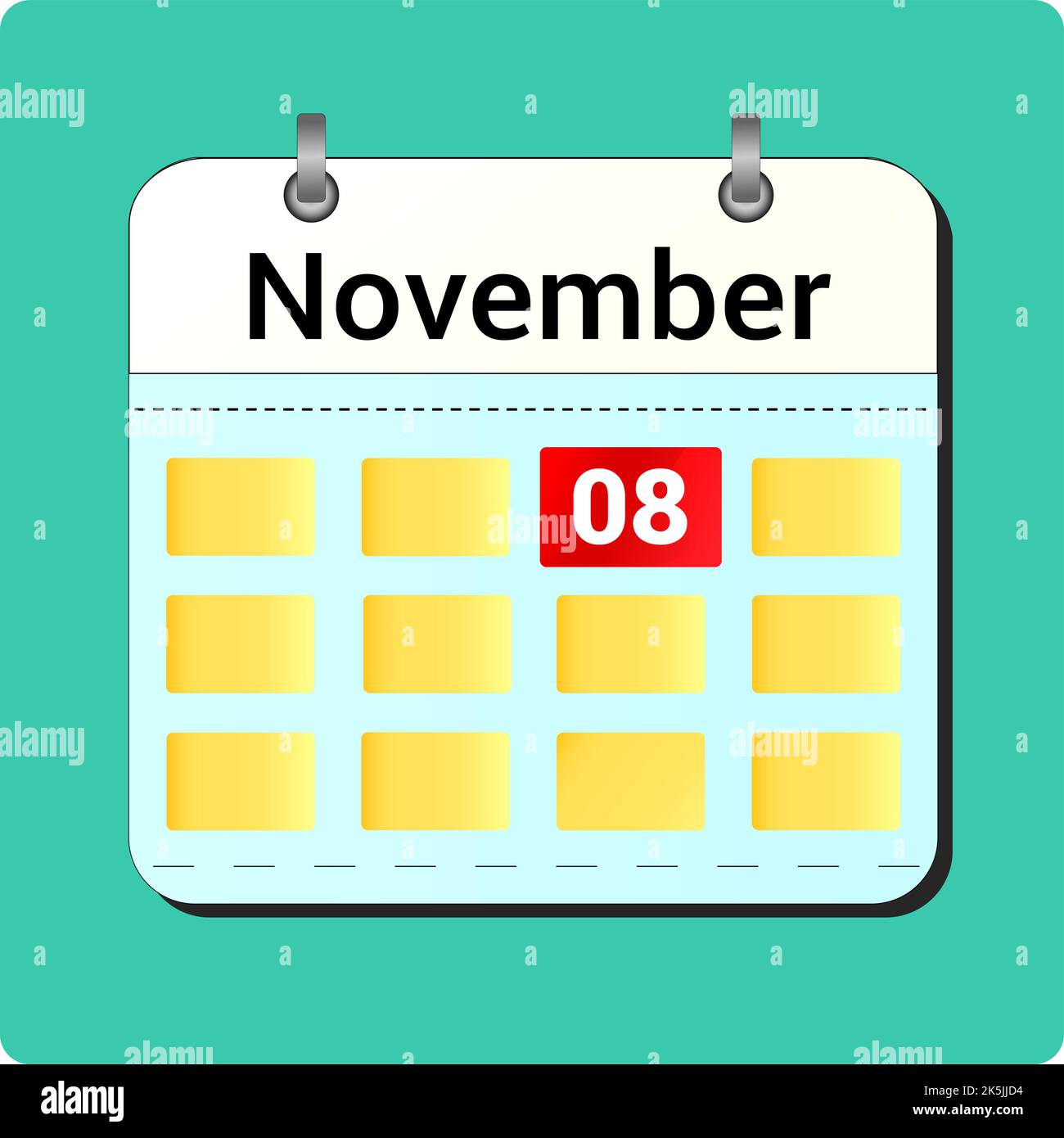 calendar vector drawing, date November 08 on the page Stock Vector ...