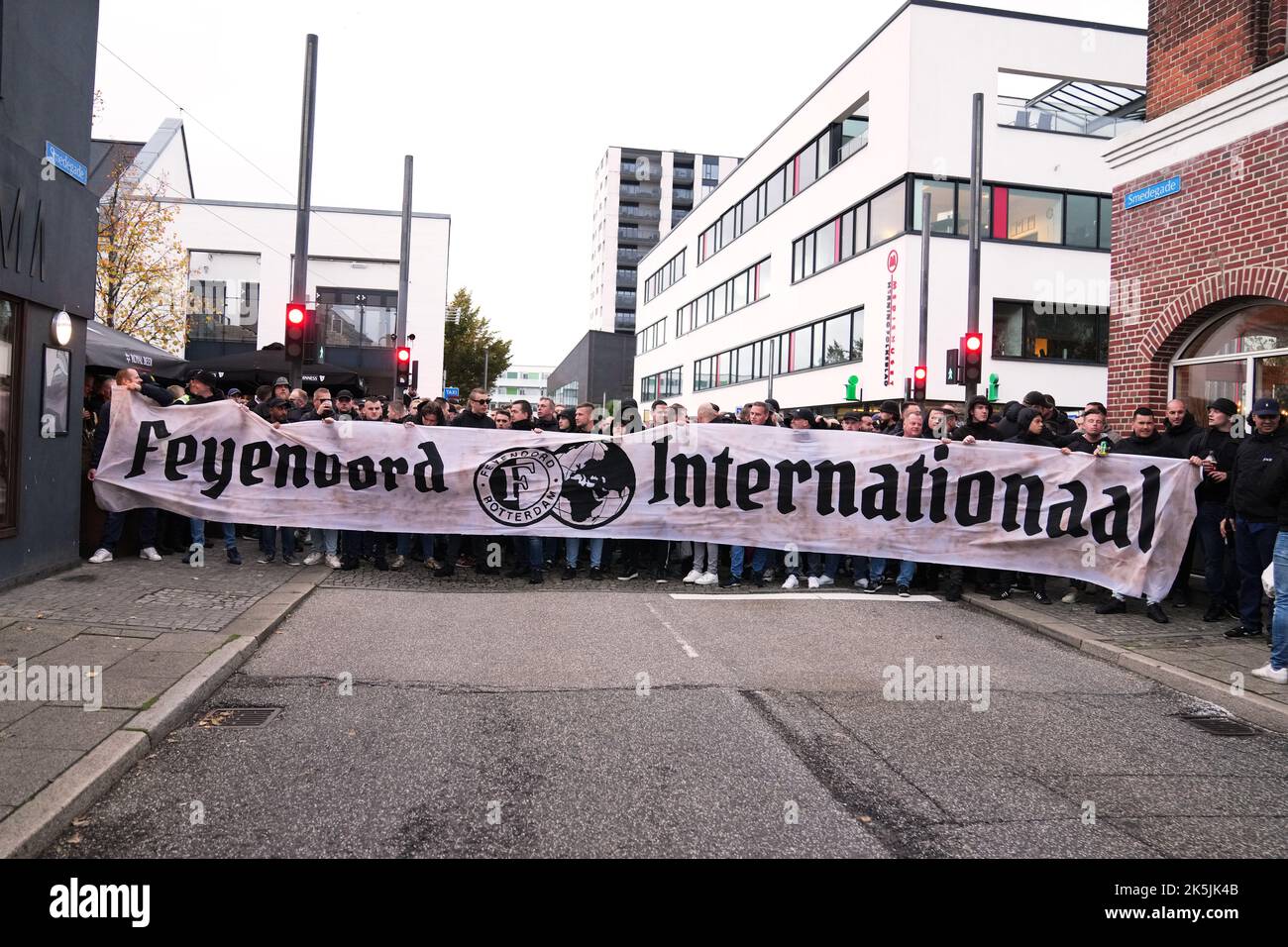 Herning - Feyenoord supporters walking a corteo before the match ...