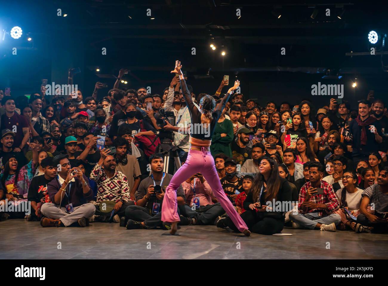 Indian dancer seen performing in front of an audience during the Red ...