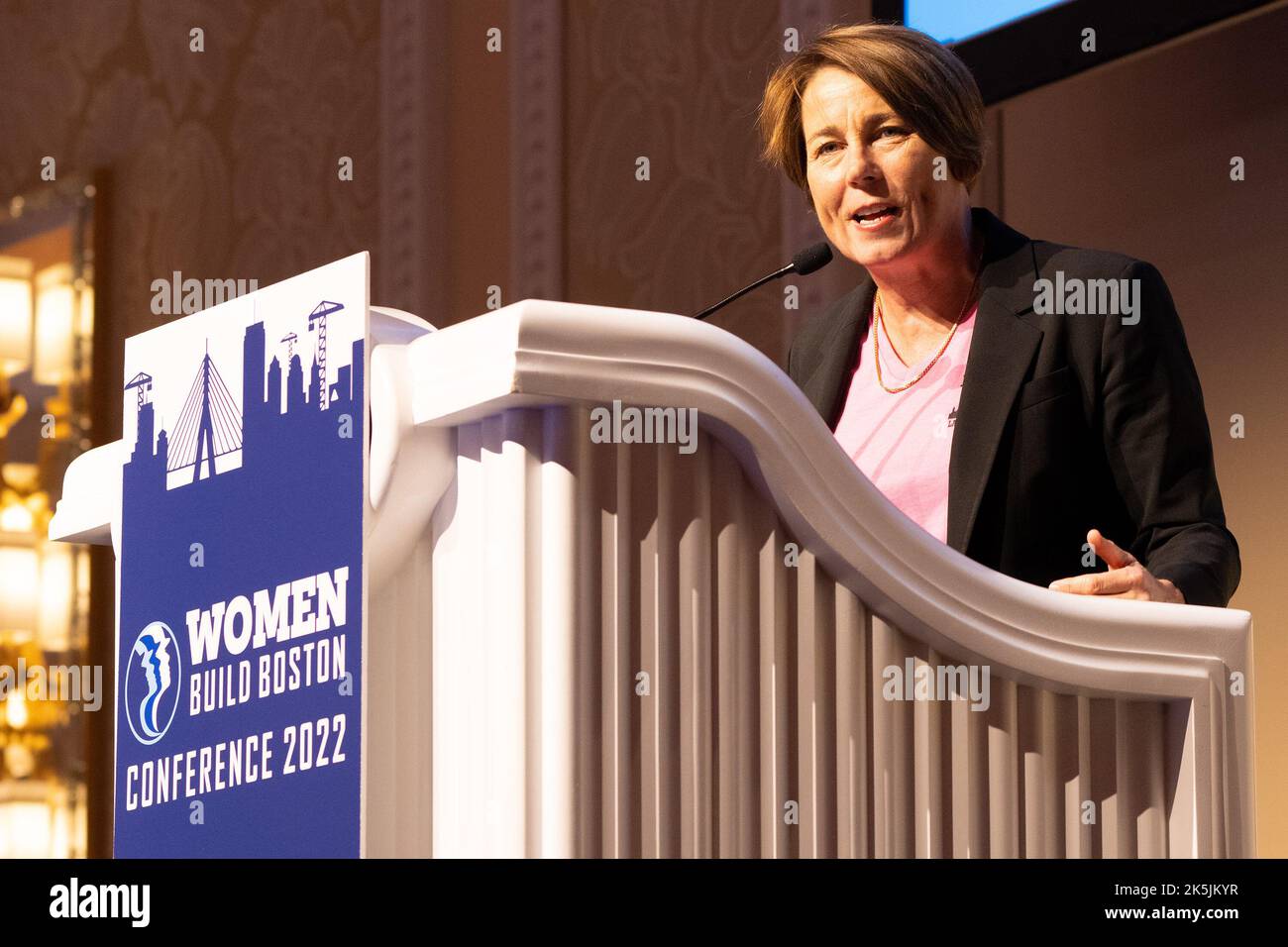 Everett, MA, USA. 8th Oct, 2022. Attorney General Maura Healey speaks ...