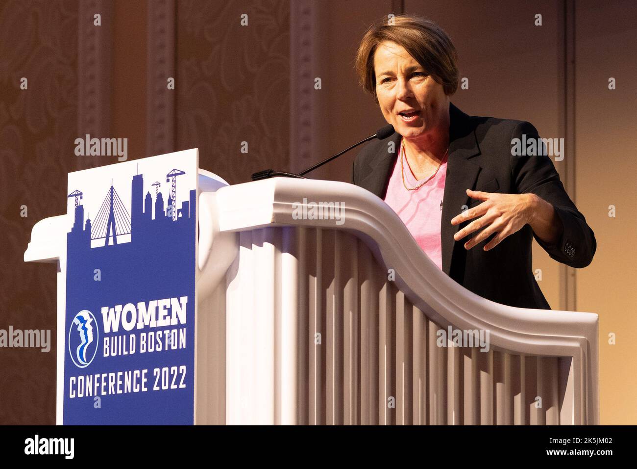 Everett, MA, USA. 8th Oct, 2022. Attorney General Maura Healey speaks ...