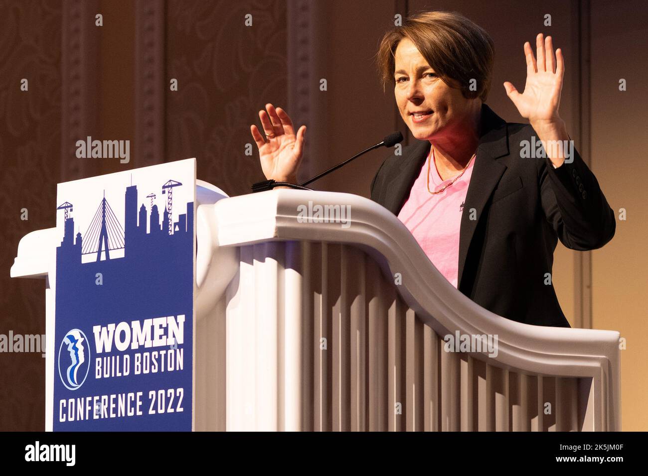 Everett, MA, USA. 8th Oct, 2022. Attorney General Maura Healey speaks ...