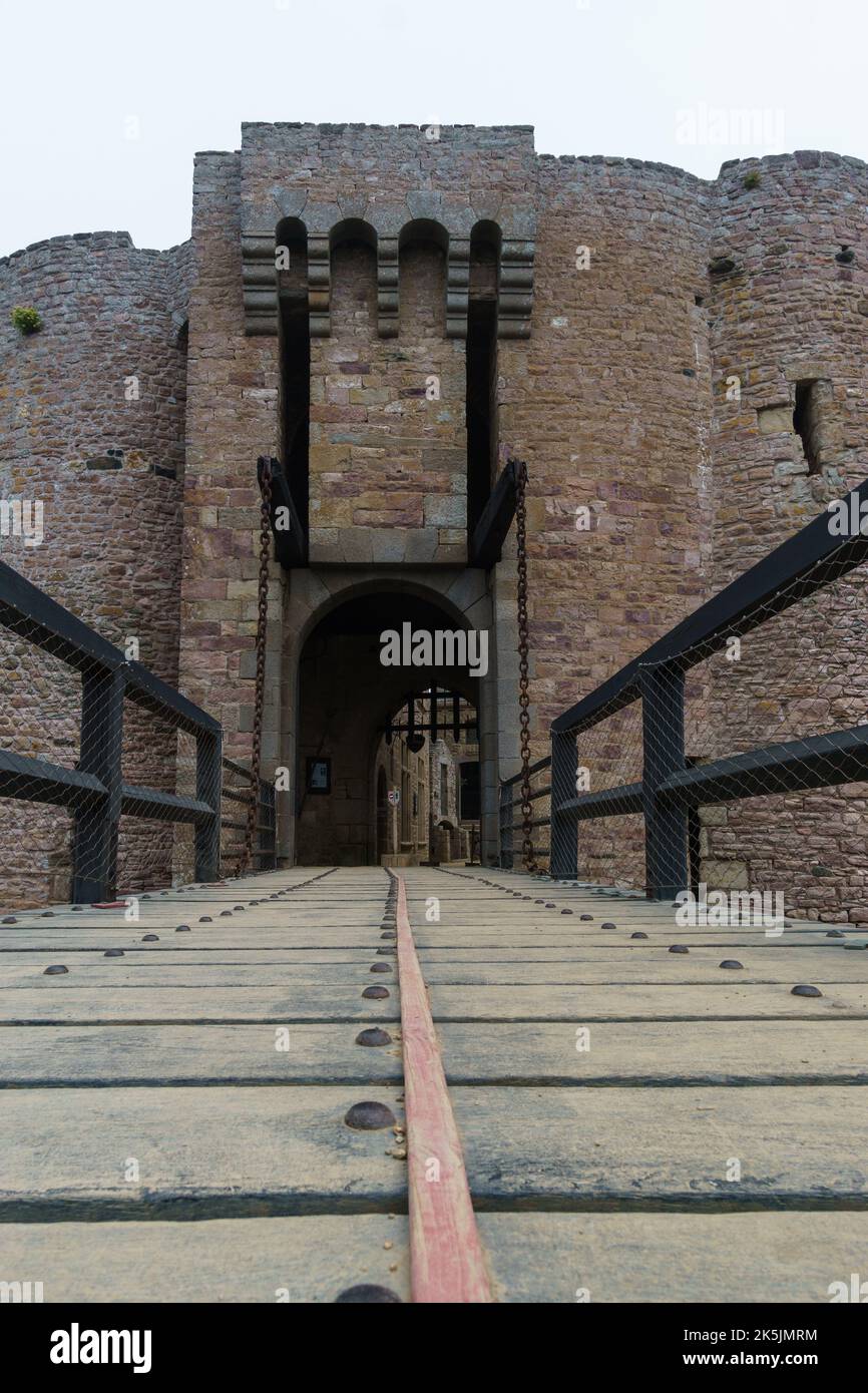 Entrance gate with wooden drawbridge of the famous ancient Fort-La ...