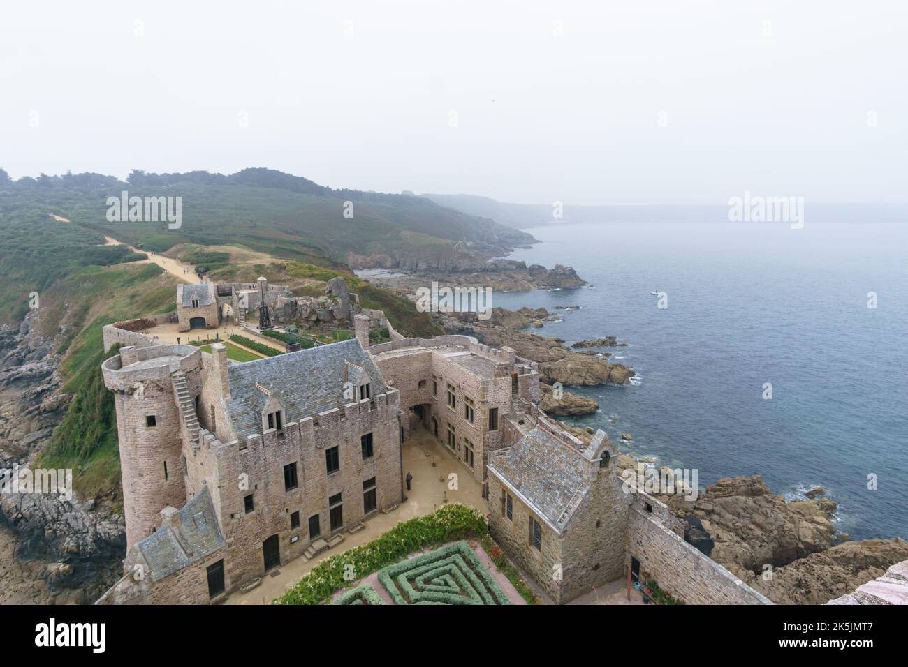 View from the tower of fort La Latte on a hazy summer morning, Cap ...