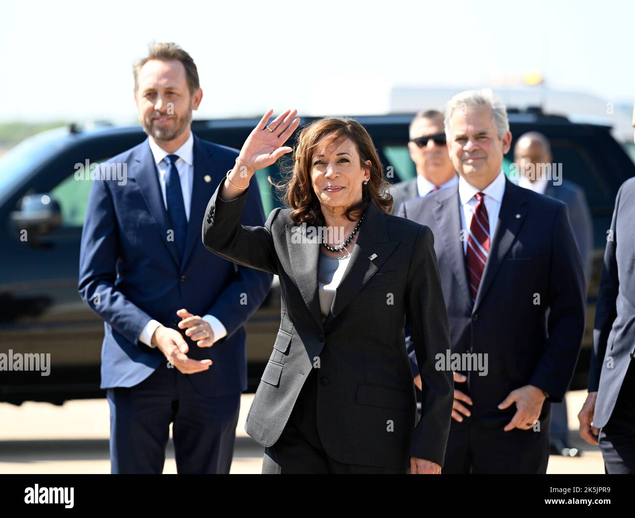 U.S. Vice President KAMALA HARRIS arrives at the Austin airport with ...