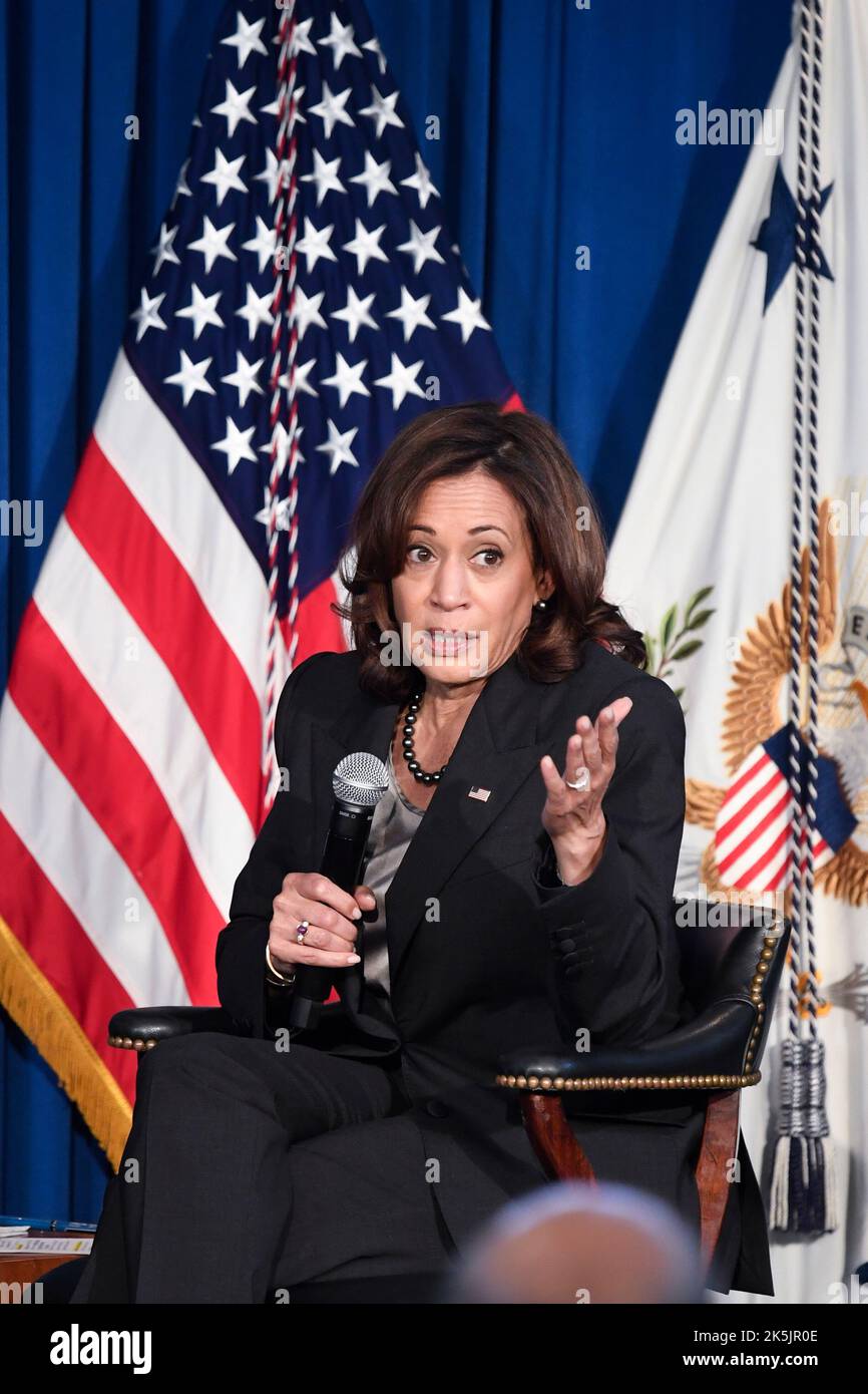 U.S. Vice President KAMALA HARRIS leads a roundtable conversation on ...