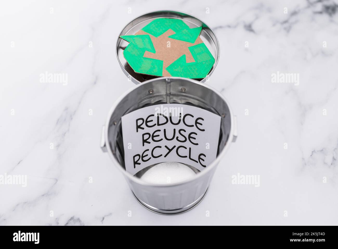 reduce reuse recycle sign with mini trash can and recycle icon, concept ...