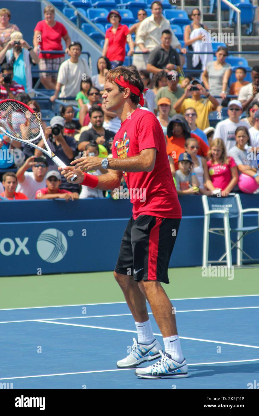 Grand Slam champion Roger Federer of Switzerland during practice for ...