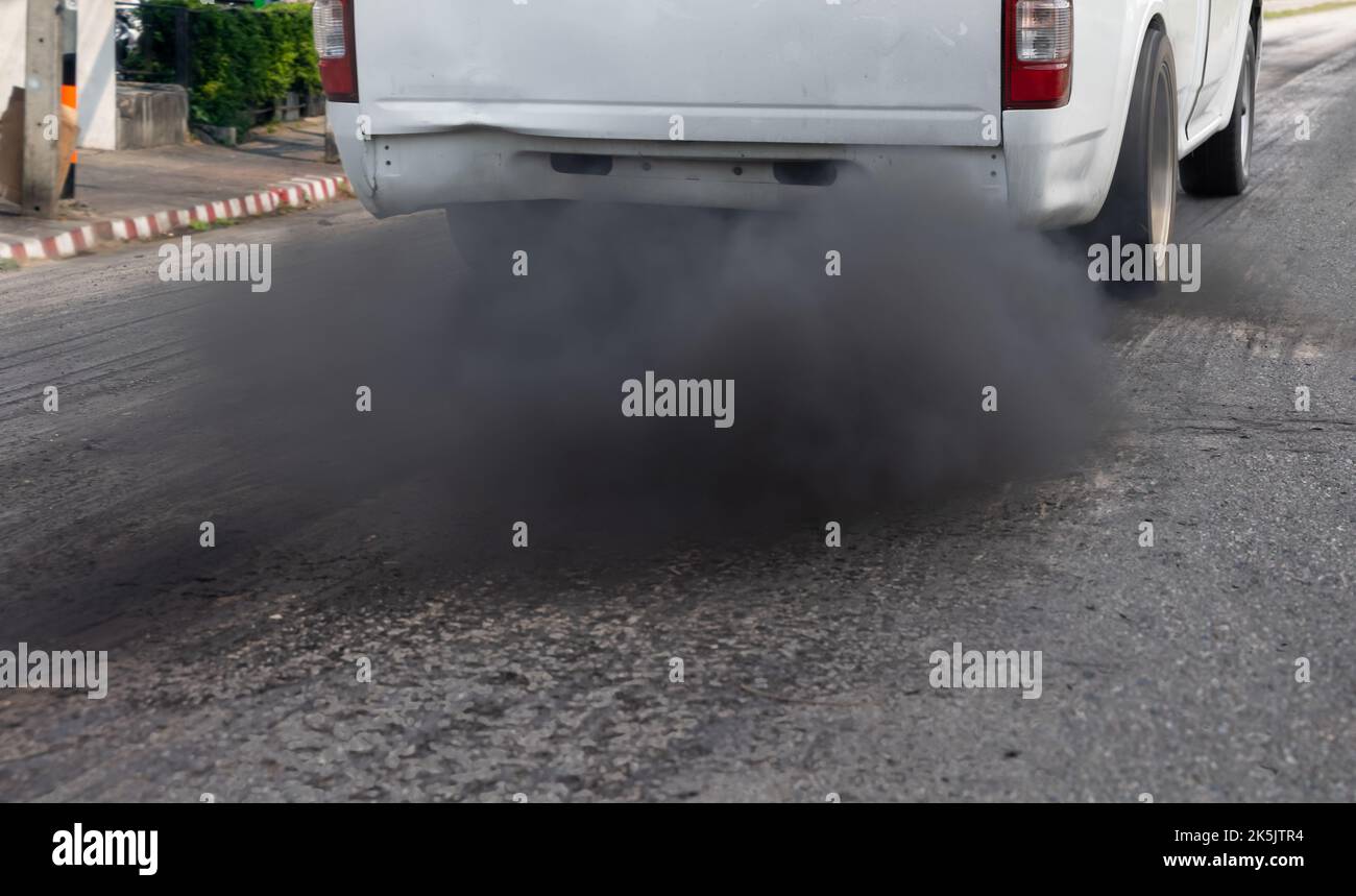 Climate change and air pollution crisis in city from diesel vehicle ...